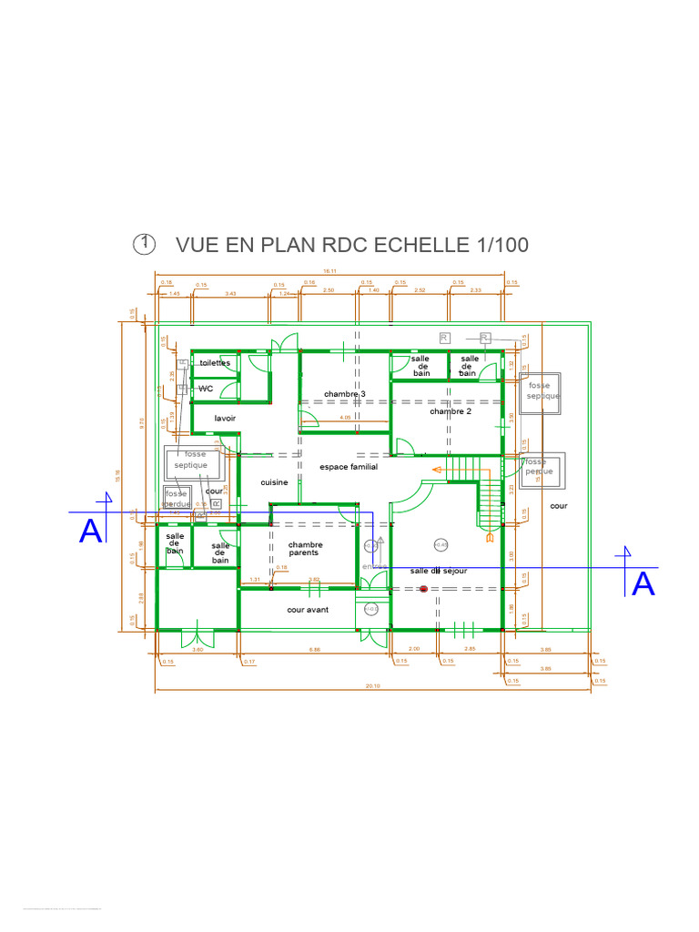 Plan de maison RDC avec dimensions | PDF