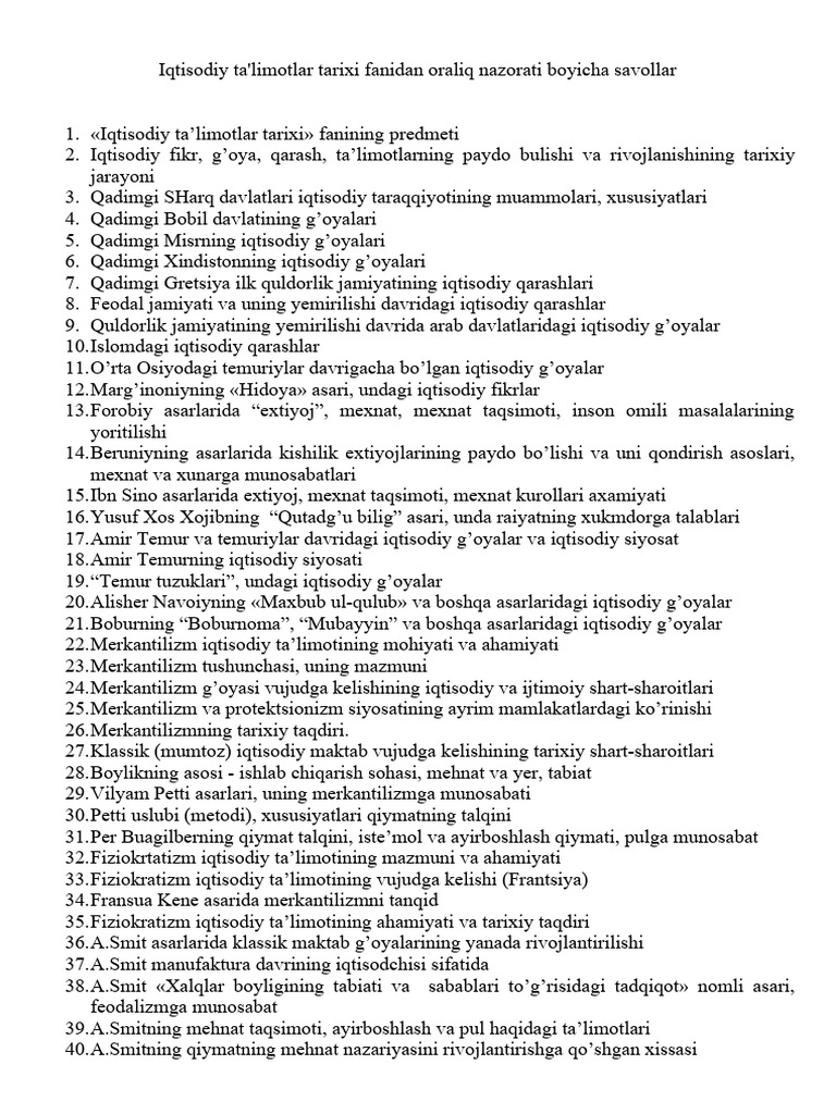 Nazorat Savollari | PDF