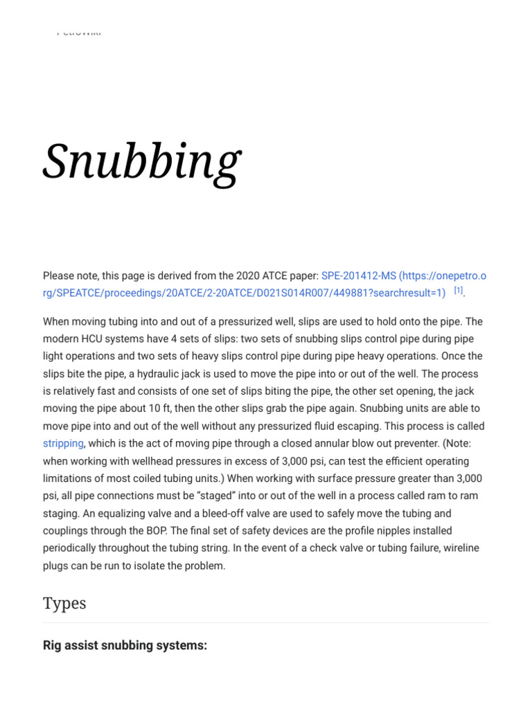 Snubbing - PetroWiki | PDF | Chemical Engineering | Fuel Production