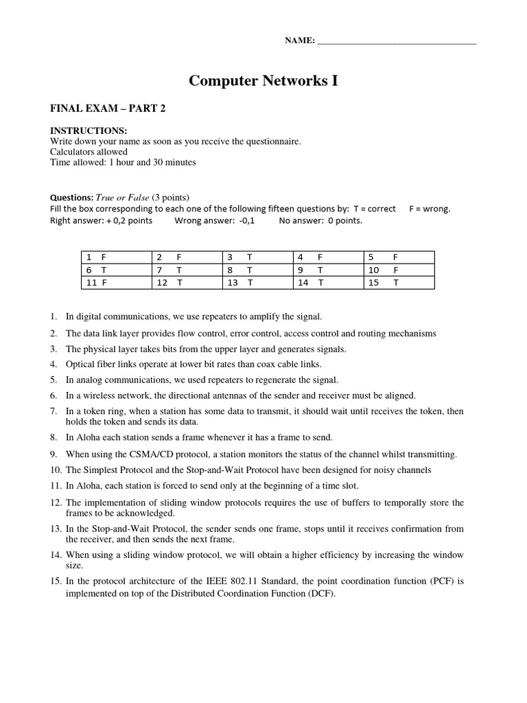 Computer Networks I: Final Exam - Part 2 | PDF | Computer Network | Information And ...