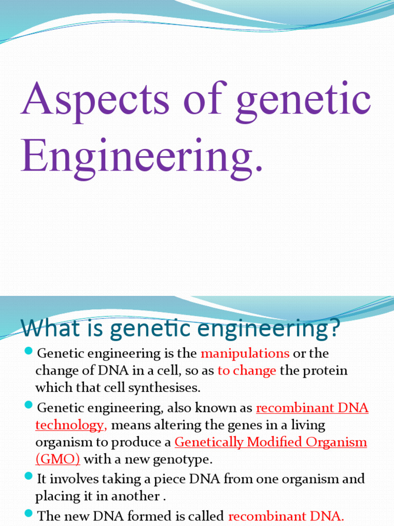 Overview of Genetic Engineering Techniques | PDF | Dna | Molecular Cloning