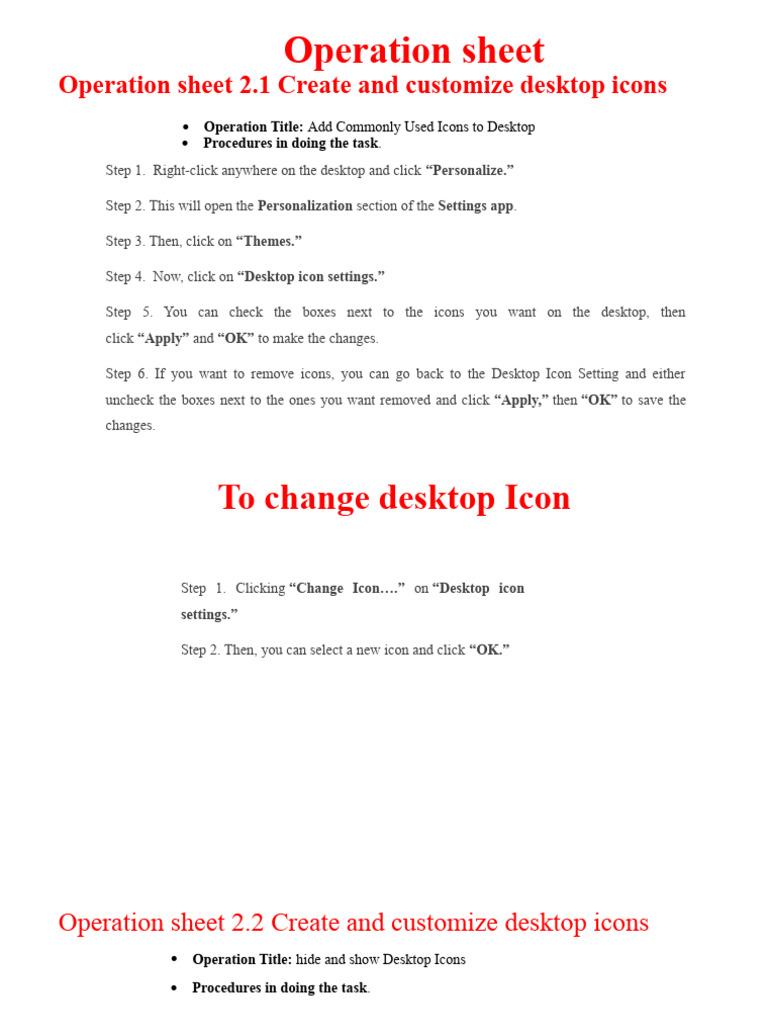 Chapter Two Operation Sheet | PDF | Window (Computing) | Computing