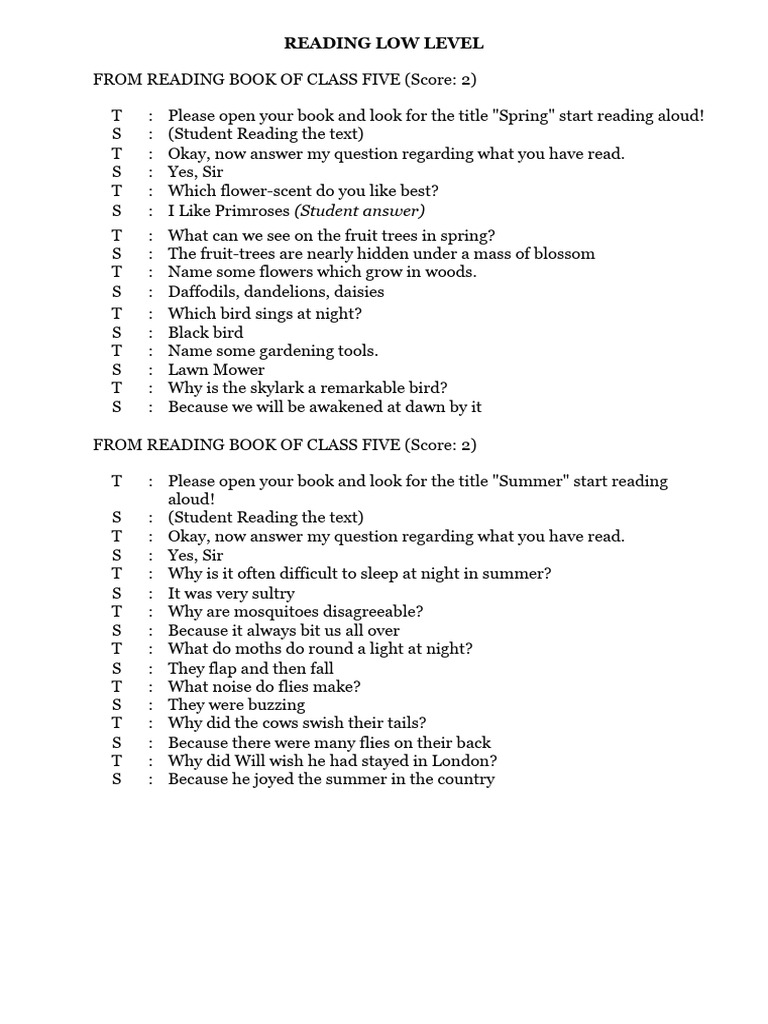 Soal Lisan Reading Final Class | PDF | Quran | Islam