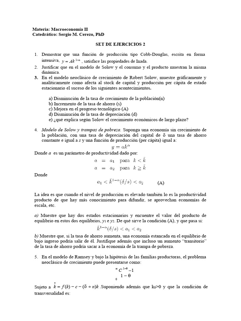 Practica 2 Macro 2 Sergio Cerezo | PDF | Ciencias económicas | Macroeconómica