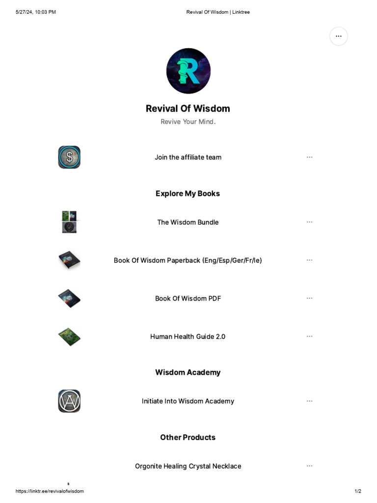 Revival of Wisdom - Linktree | PDF