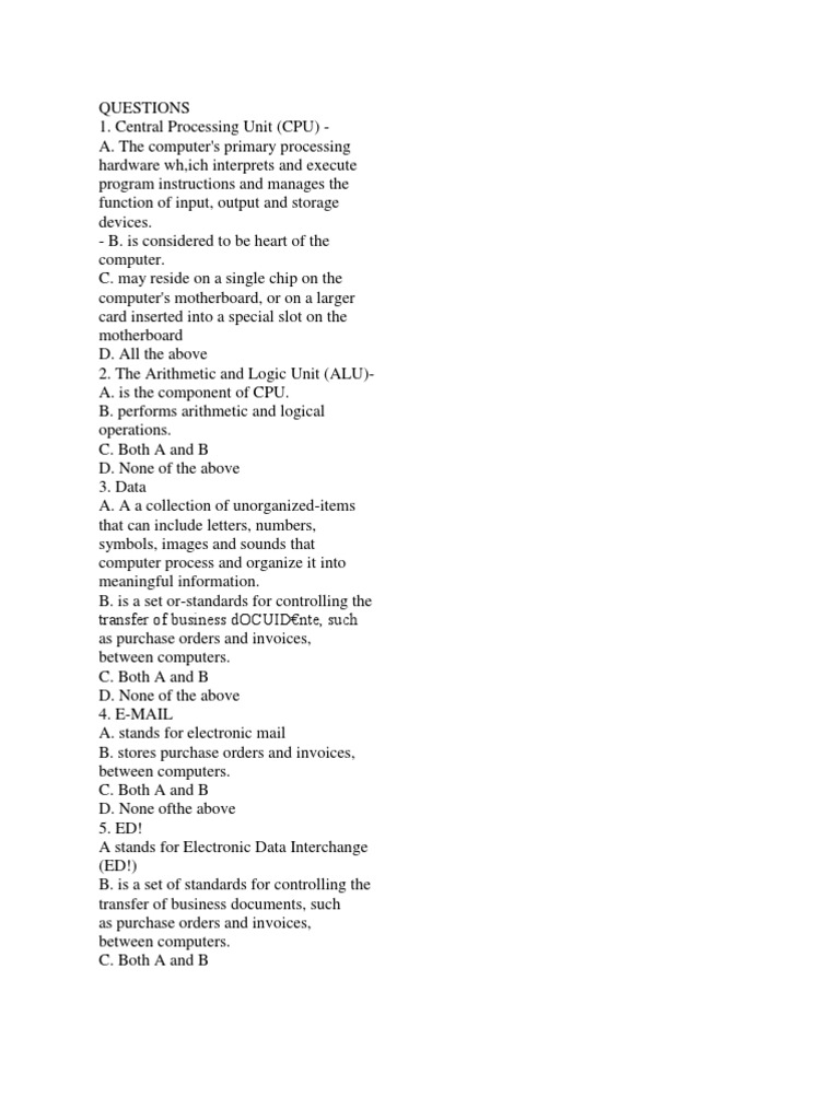 Questions Net | PDF | Computer Data Storage | Input/Output