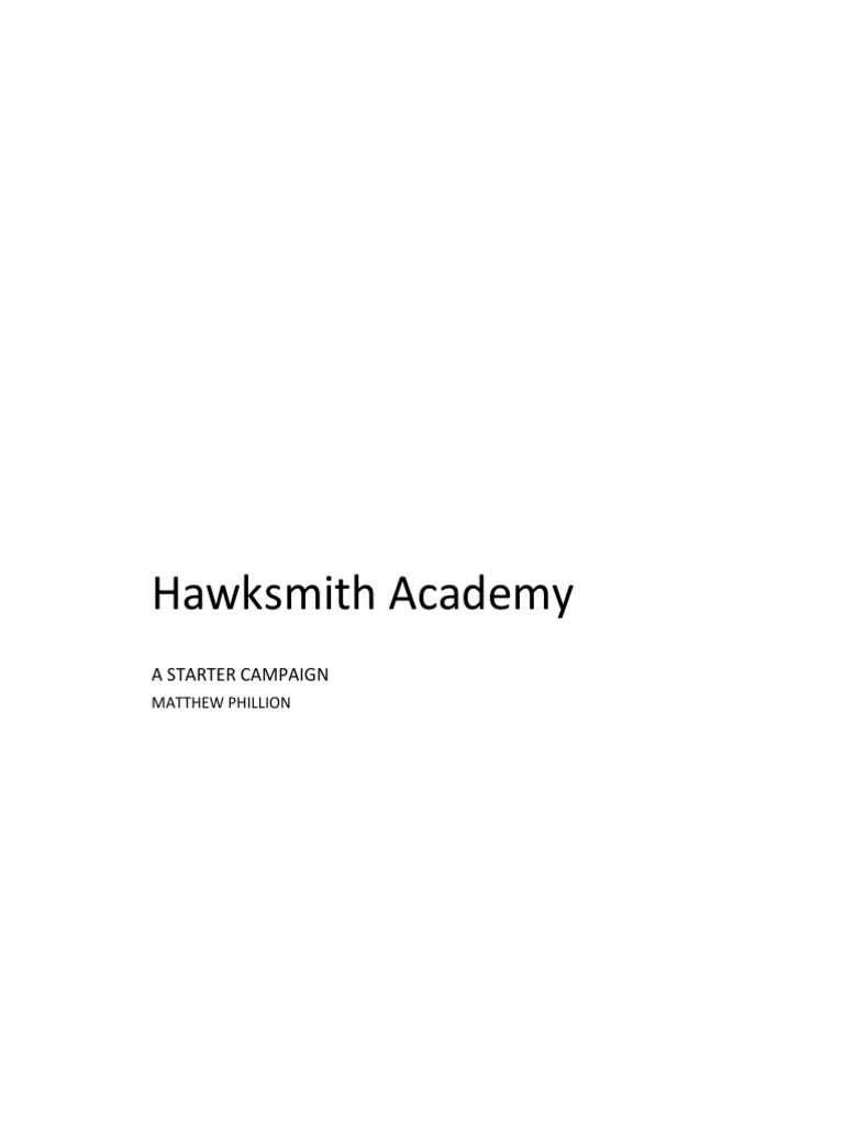 Hawksmith Academy Starter Campaign Guide | PDF