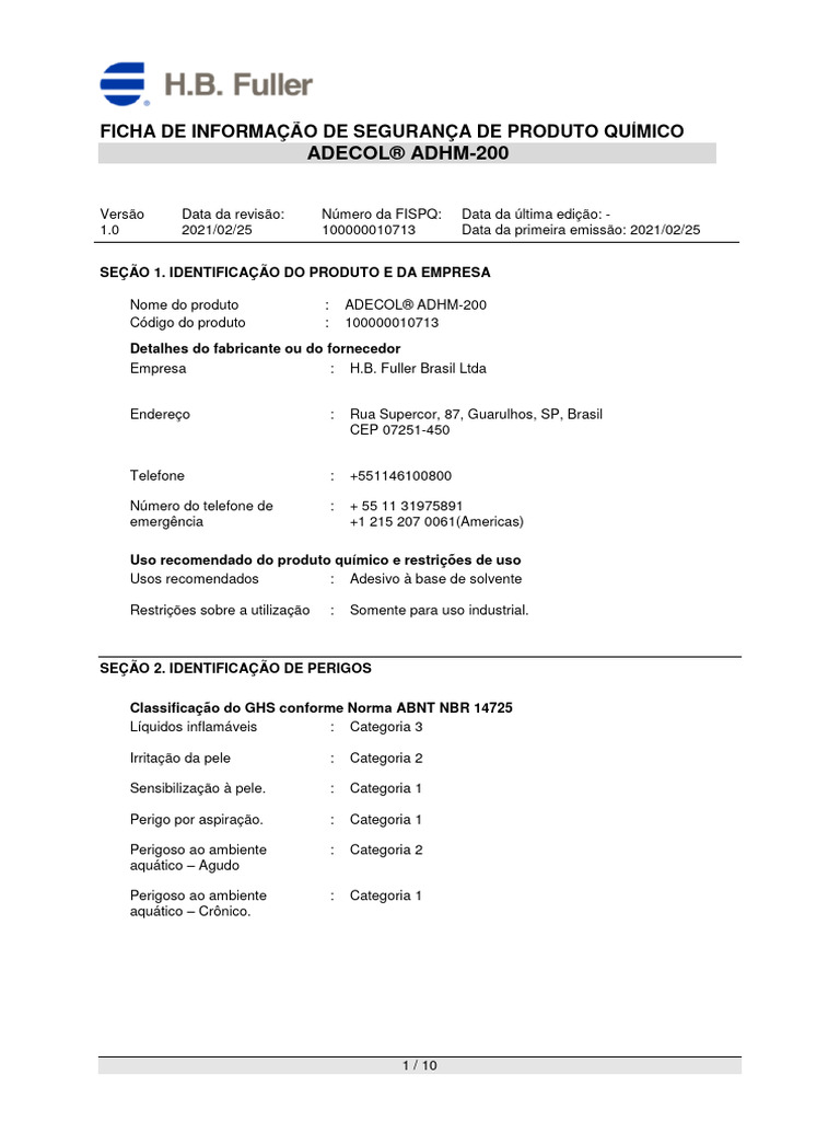 Fispq Adhm-200 | PDF | Química | Desperdício
