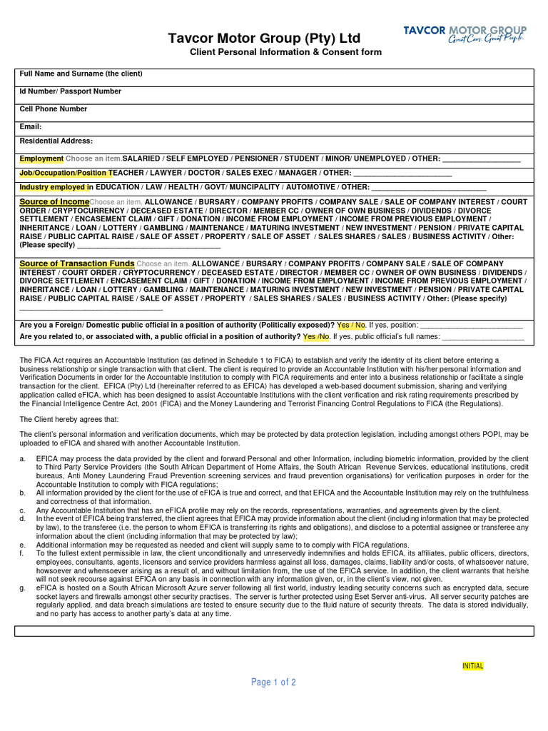Client Consent Popia Efica | PDF | Business | Information