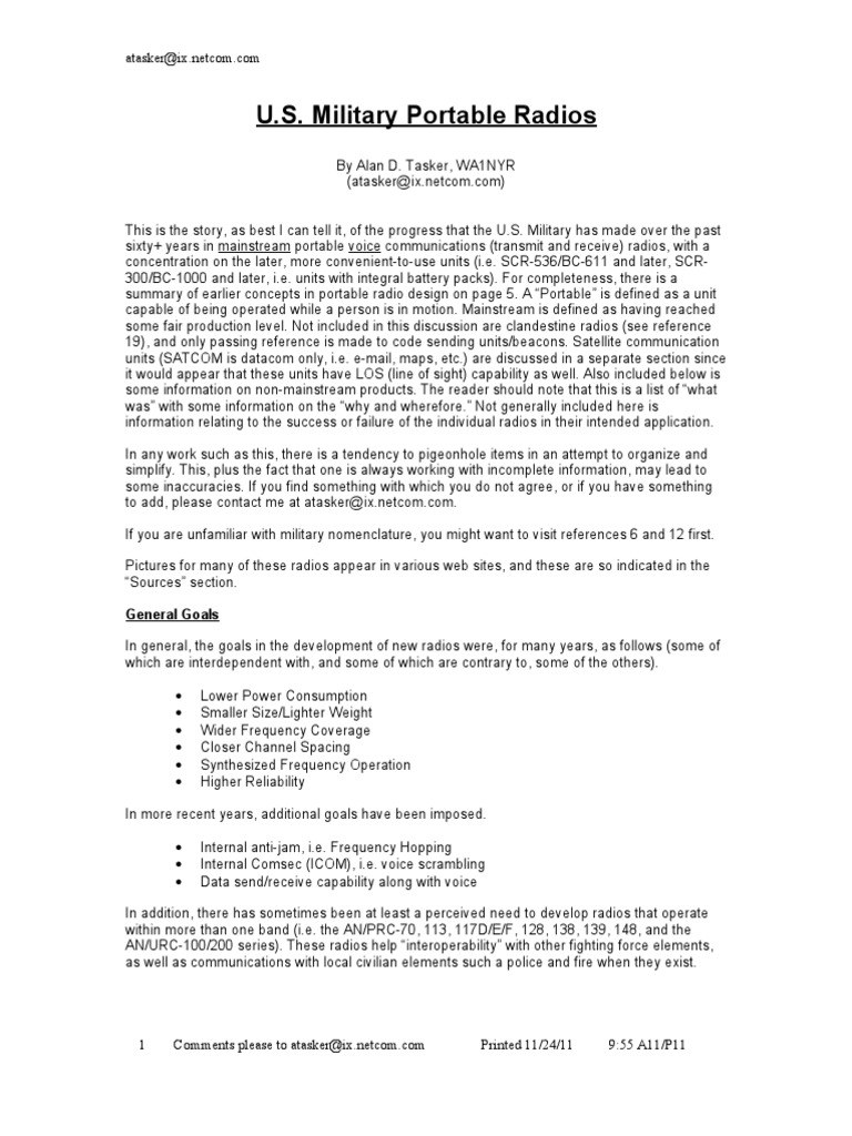 Military Portable Radio Evolution | PDF | Very High Frequency | Ultra ...