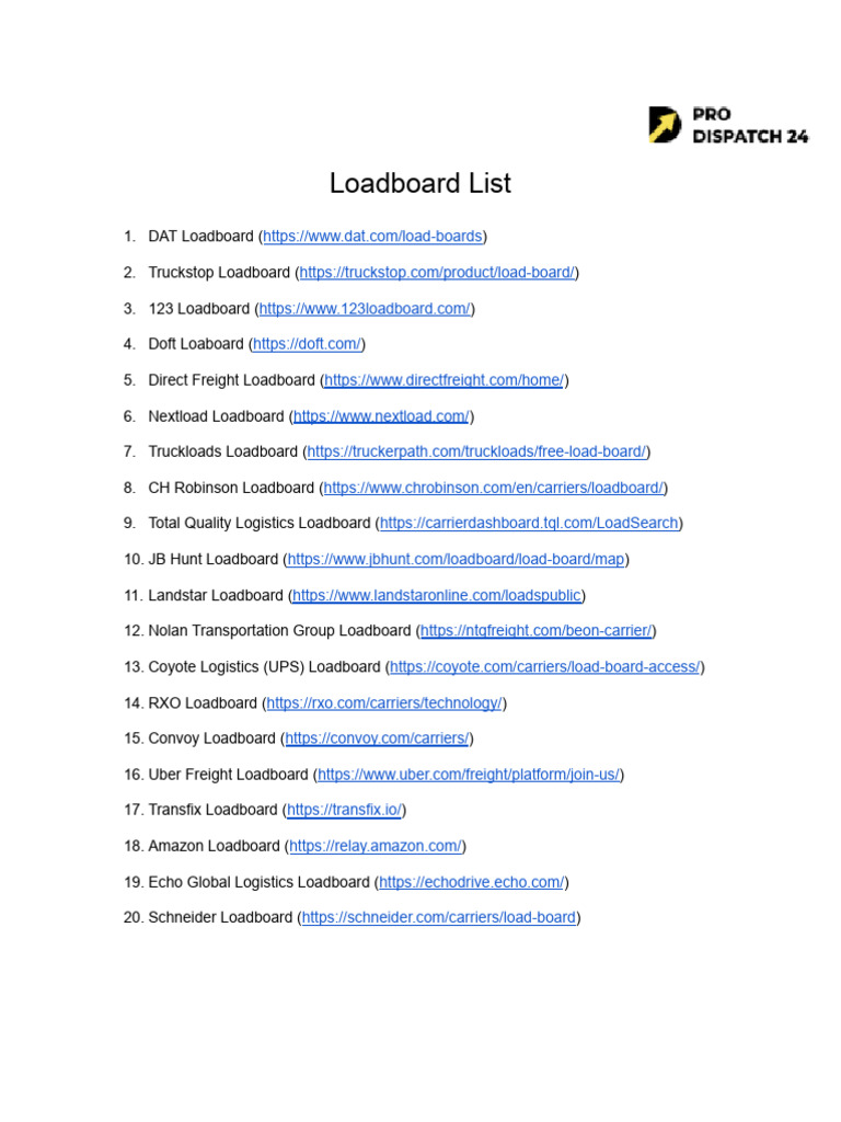 Loadboard List | PDF