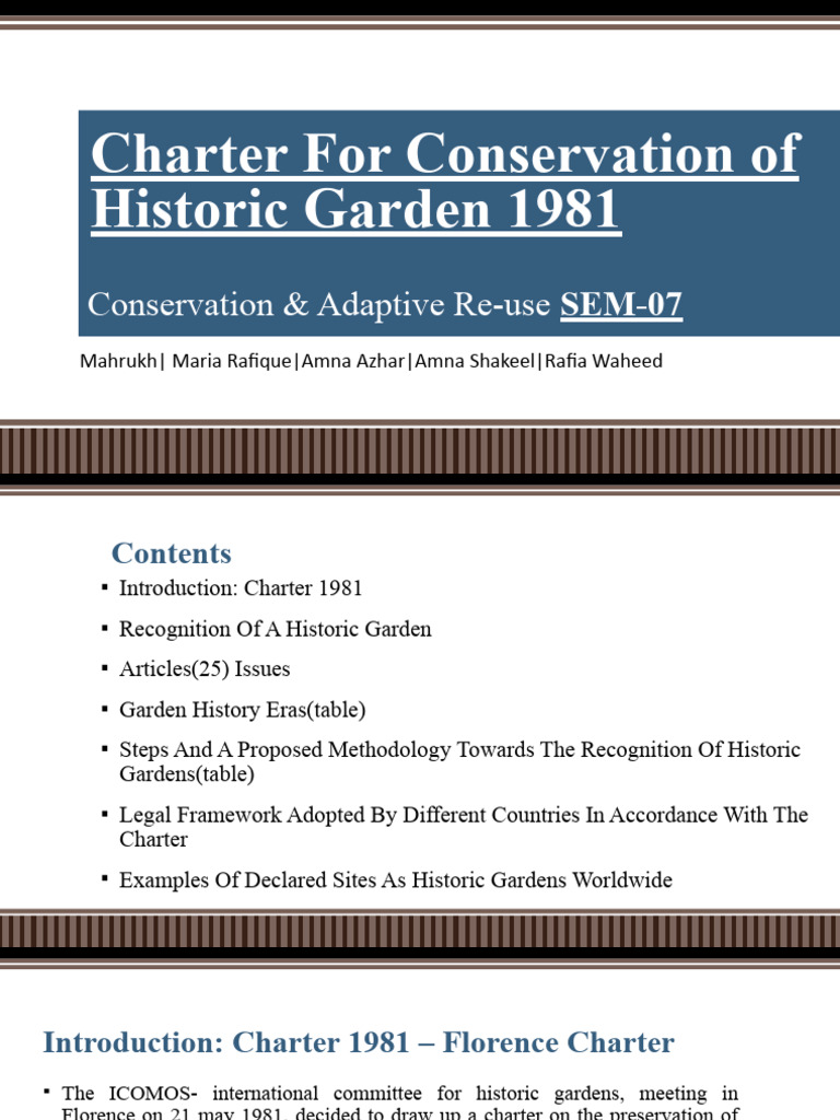 Charter For Conservation of Historic Garden 1981 | PDF | Gardens