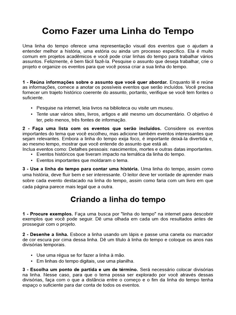 Como Fazer Uma Linha Do Tempo | PDF | Tempo | Narrativa