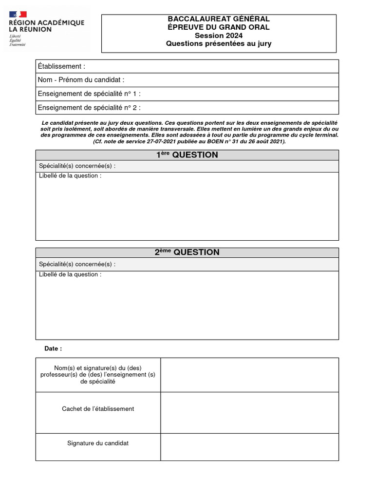 Feuille de Grand Oral Bac 2024 | PDF | Art | Sciences et mathématiques