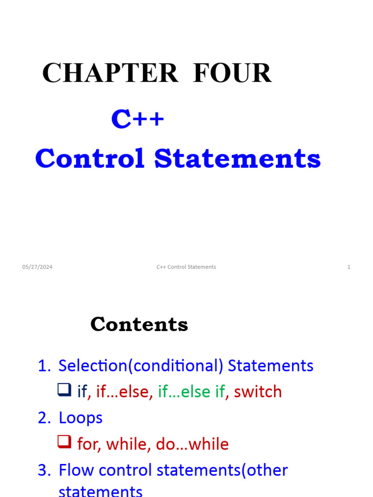 Chapter 4 - Control Statements | PDF | Control Flow | Software Development