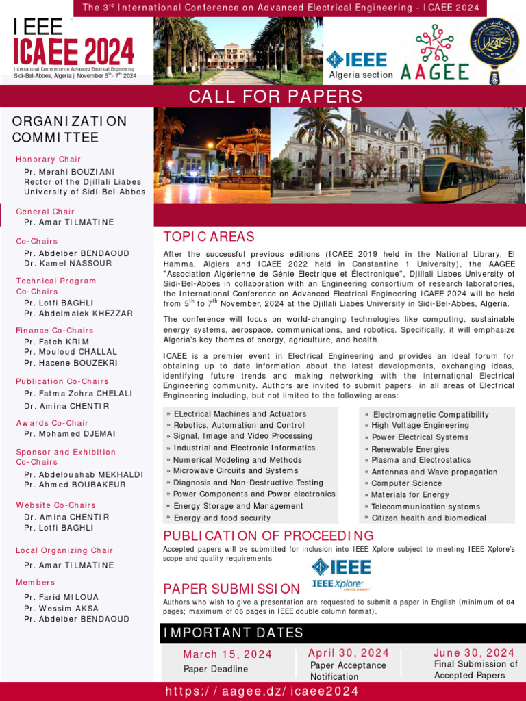CFP Icaee2024 | PDF | Engineering | Electrical Engineering