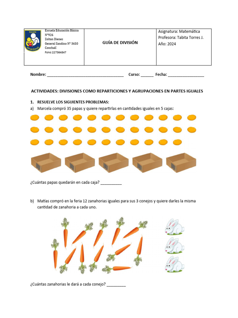 Guía de División - 3° Básico | PDF