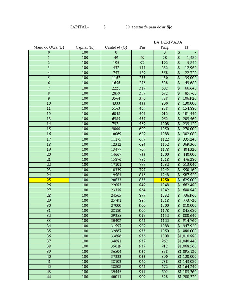 TABLA PARA RESOLVER EJERCICIO DE ECONOMIA | PDF