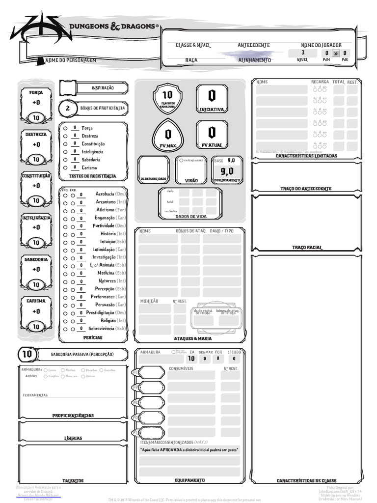 Ficha_Automatizada_DD_5E_Arvore_dos_Mundos_RPG_v1.1_1 | PDF | Jogos | Videogames de RPG