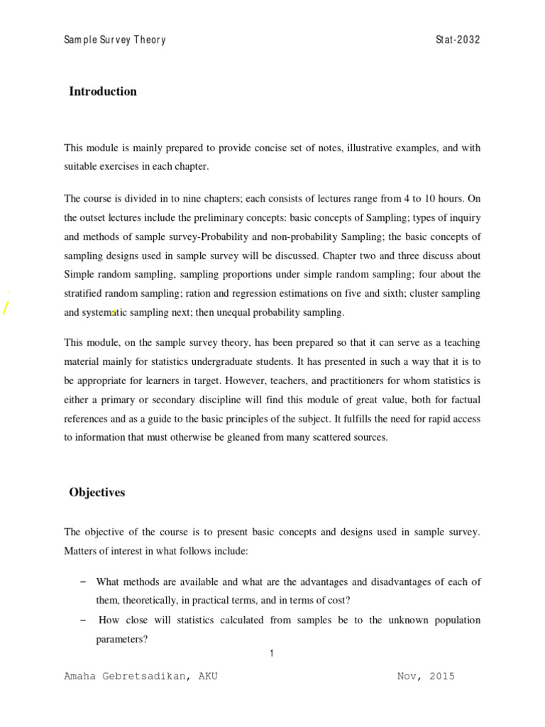 Sampling Theory | PDF | Sampling (Statistics) | Estimator
