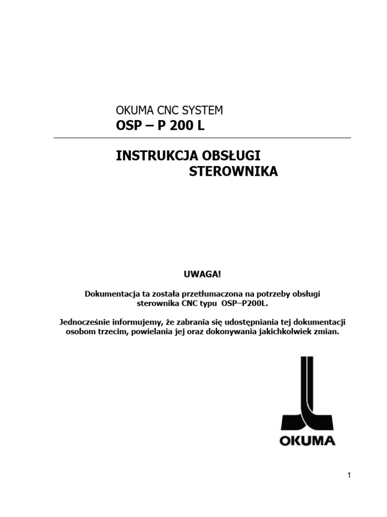 OKUMA OSP-P200L Instrukcja Obsługi PL | PDF