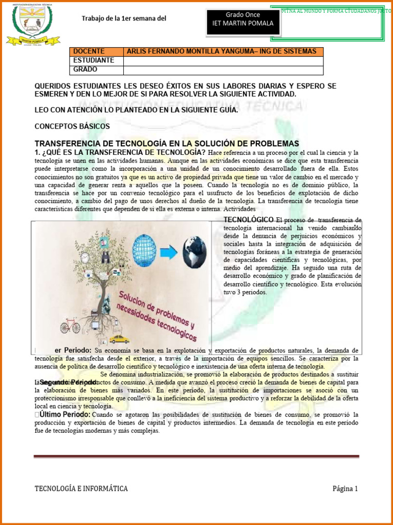 Guia 1 Tecnología e Informática 11° | PDF | Innovación | Economias