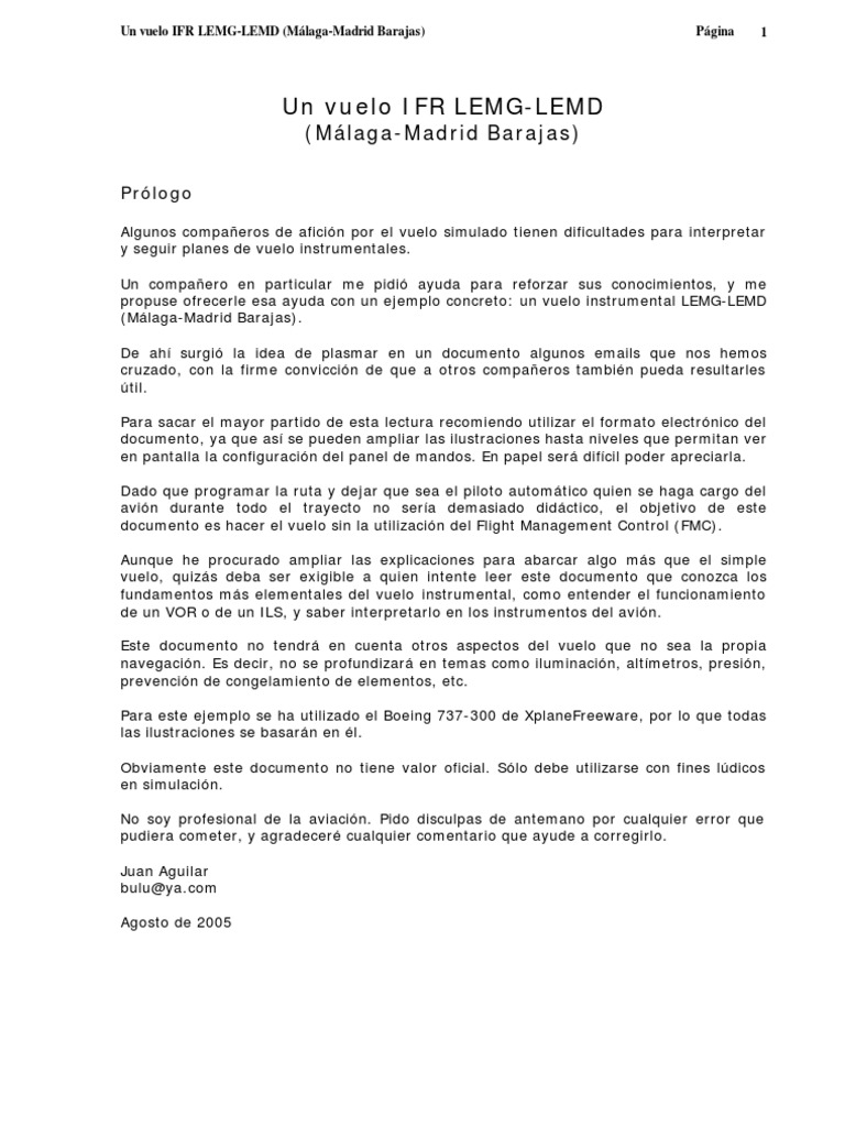 Ejemplo Ifr Lemg-Lemd | PDF | Control de tráfico aéreo | Reglas de vuelo por instrumentos