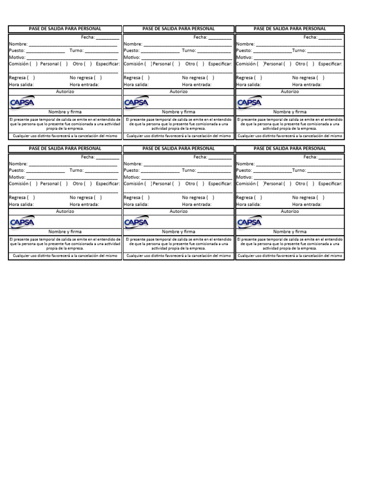 Pase de Salida | PDF