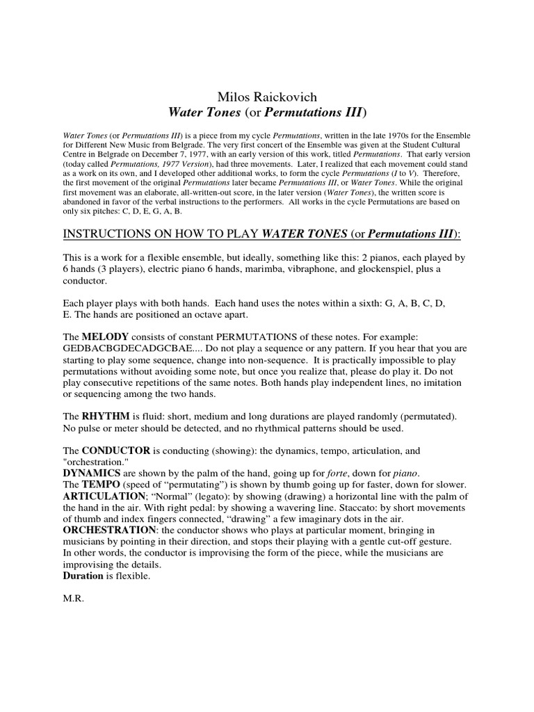 Raickovich Water Tones | PDF | Conducting | Pitch (Music)