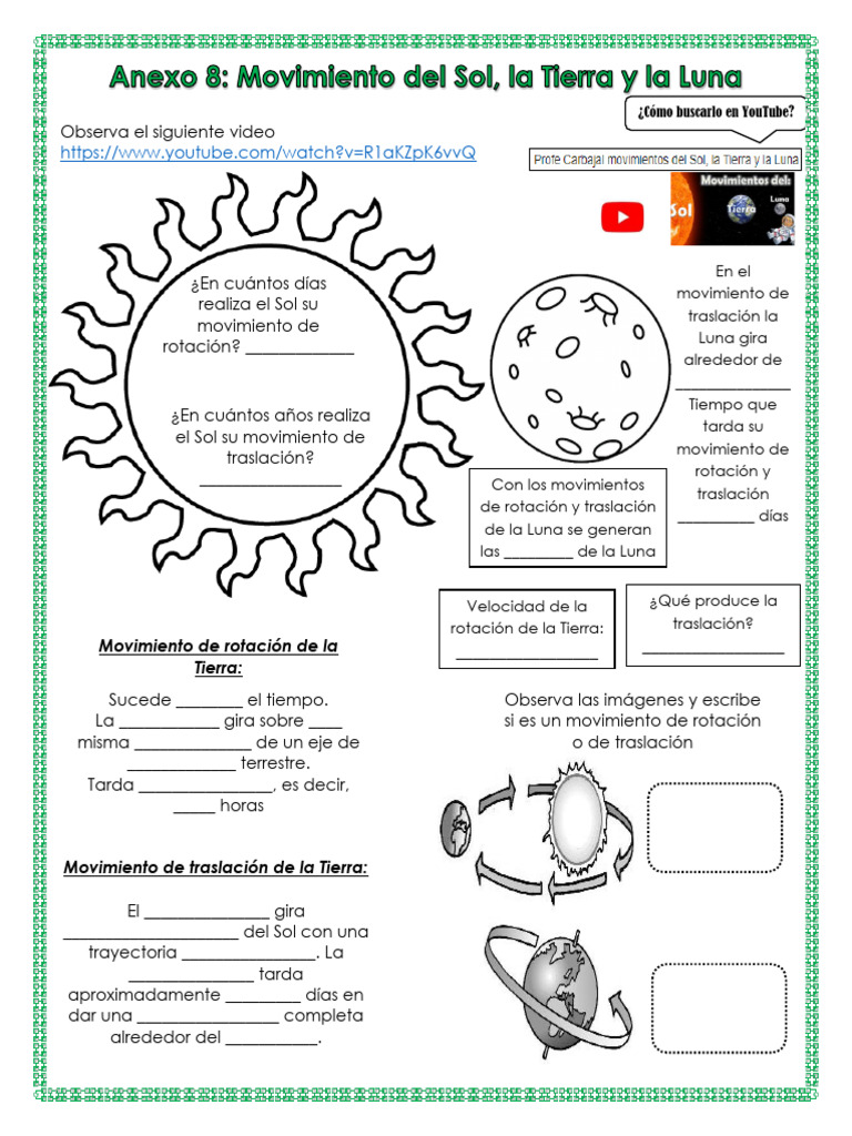Anexo 8 Movimiento Del Sol, La Tierra y La Luna | PDF | Luna | Tierra