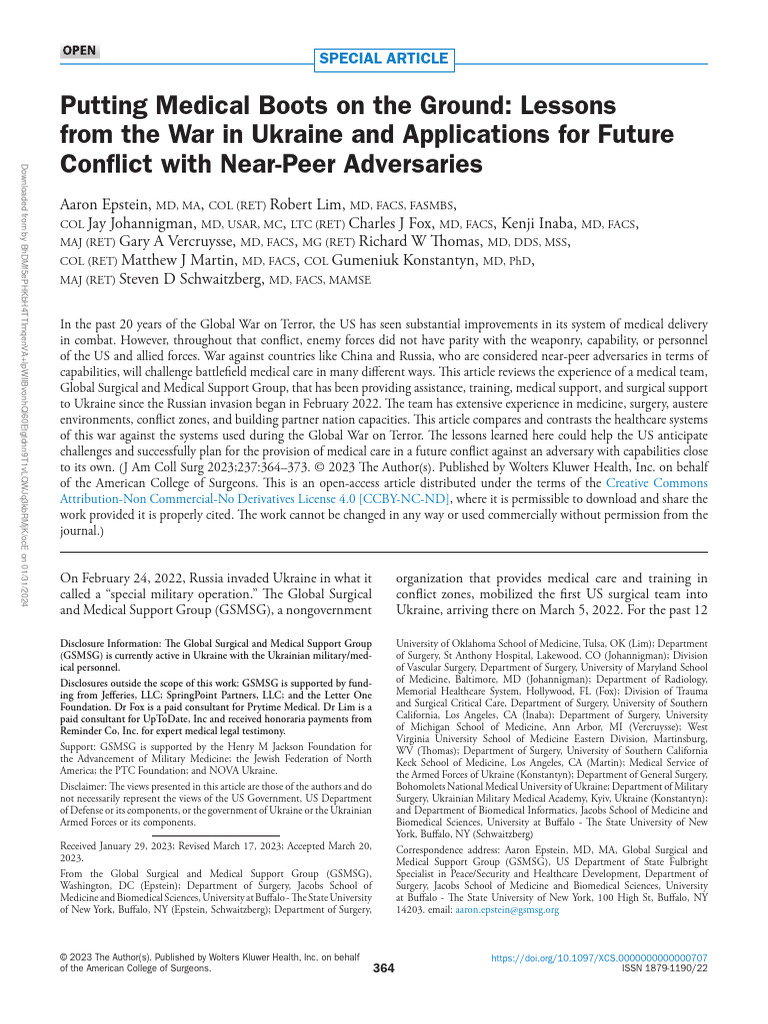 Putting Medical Boots On The Ground Lessons From.31 | PDF | Surgery ...