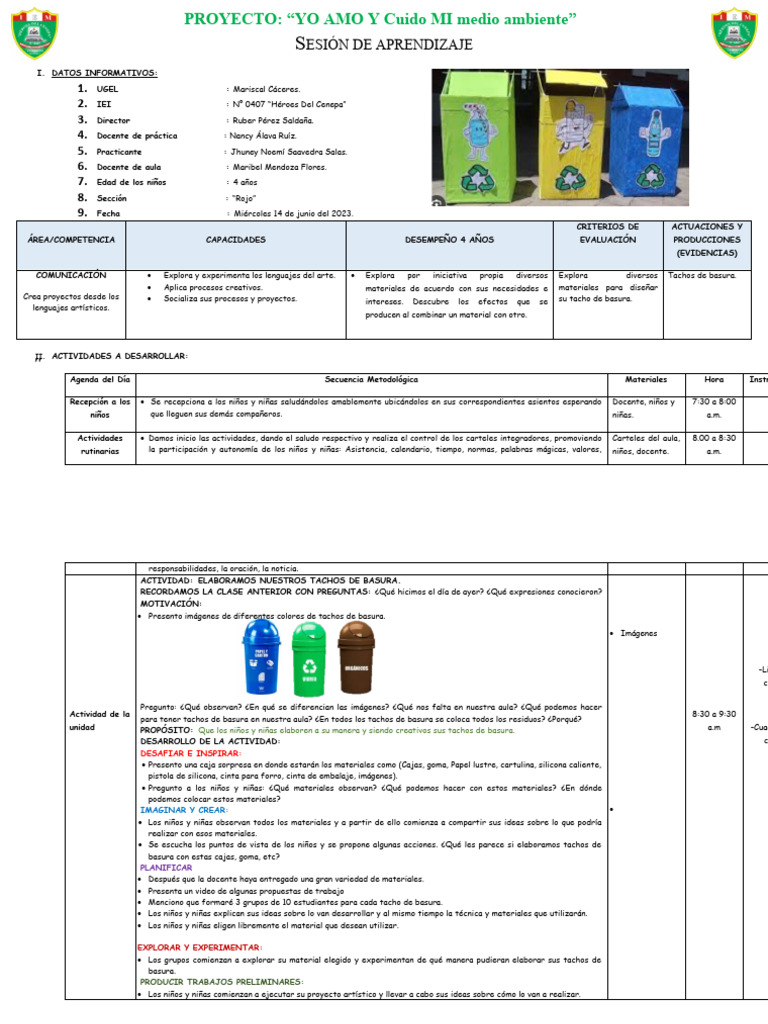 Mal Dicen 14-06-23 Elaboramos Nuestros Tachos de Basura Jhuney Saavedra | PDF