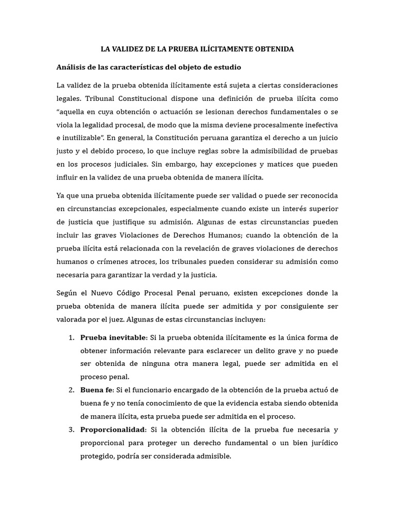 La Validez de La Prueba Ilícitamente Obtenida | Descargar gratis PDF ... La Validez de La Prueba Ilícitamente Obtenida | Descargar gratis PDF ...