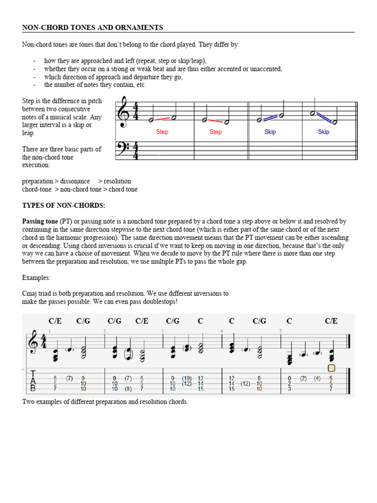 Non-Chrord Tones and Ornaments | PDF