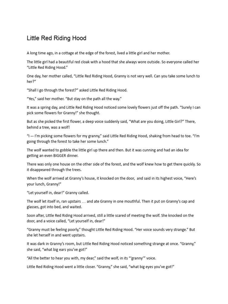 English Reading Text | Download Free PDF | Little Red Riding Hood