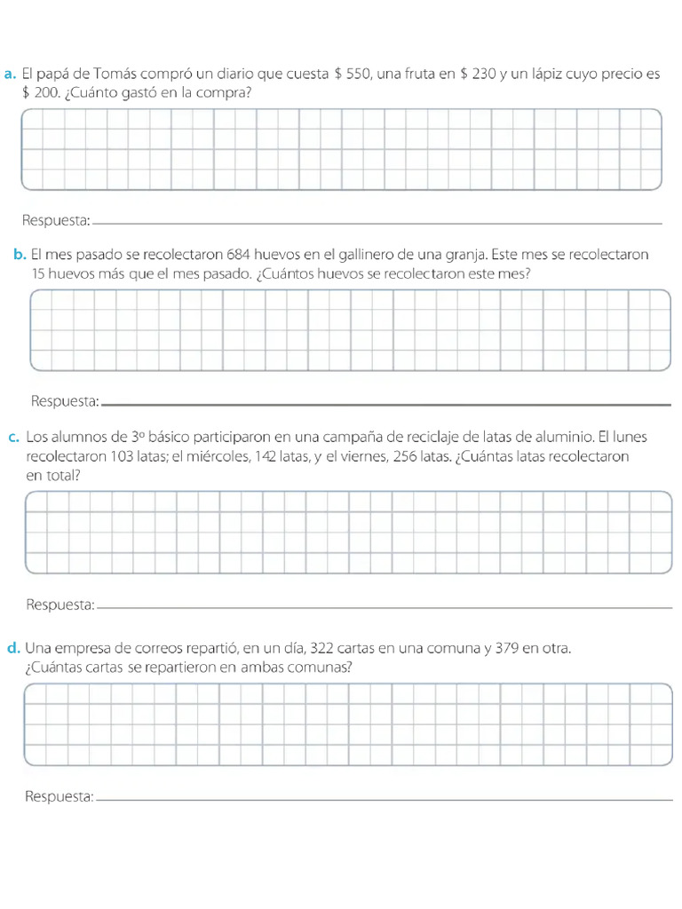 Adiciones y Sustracciones - 3 Basico | PDF