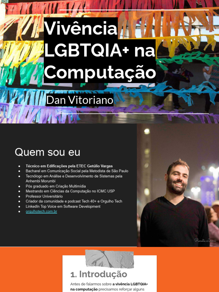 1716078060vivencia LGBTQIA Na Computacao - Dan Vitoriano-Compactado | PDF | LGBT | Estudos LGBTQIA+
