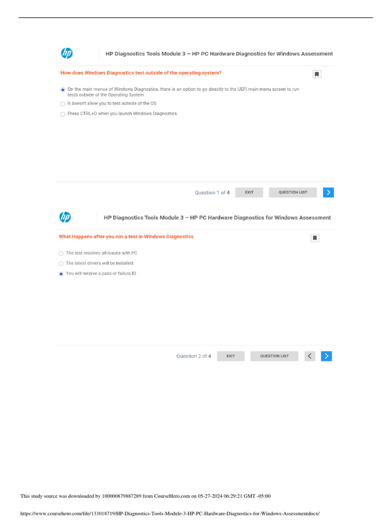 HP Diagnostics Tools Module 3 HP PC Hardware Diagnostics For Windows ...