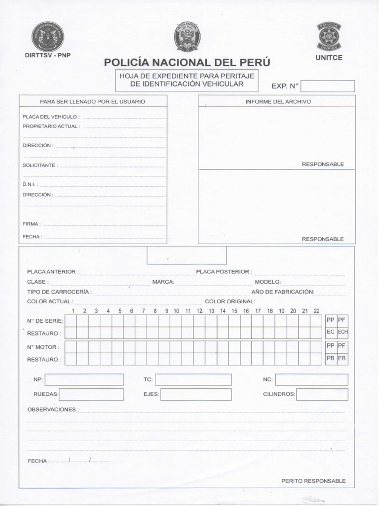 Hoja de Expediente para Peritaje | PDF