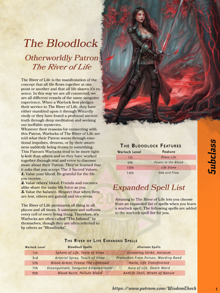 Warlock Sublcass - Bloodlock | PDF