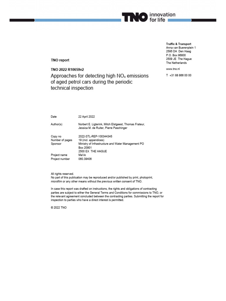 TNO-2022-R10659 | PDF | Exhaust Gas | Vehicles