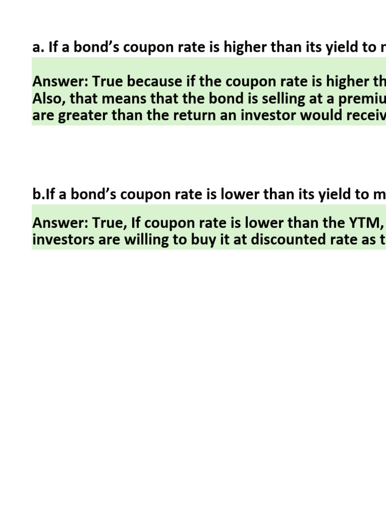 Bond Pricing and Yield Analysis Guide | PDF | Bonds (Finance) | Yield ...