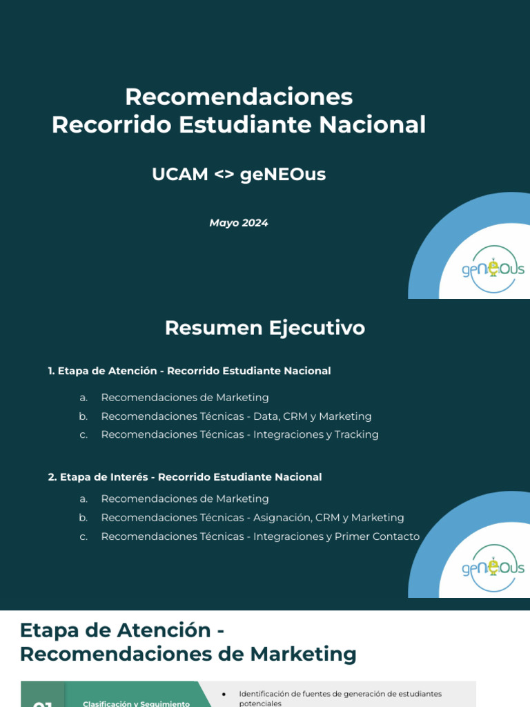 UCAM - Recomendaciones Recorrido Del Estudiante Nacional - 2024 | PDF ...