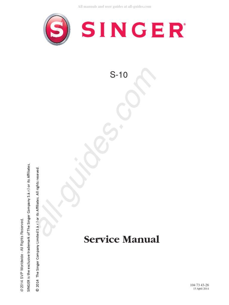 Singer S-10 Sewing Machine Service Manual | PDF | Sewing Machine ...