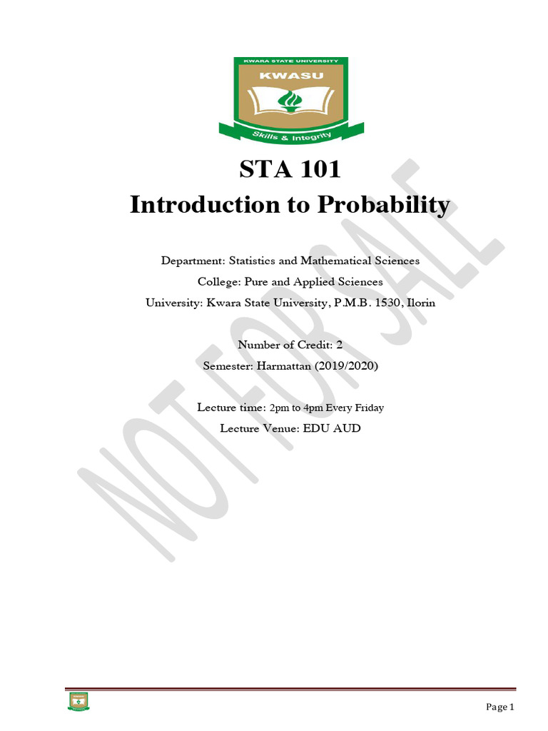 Sta 101 Group D Lecture Note | PDF | Probability | Set (Mathematics)
