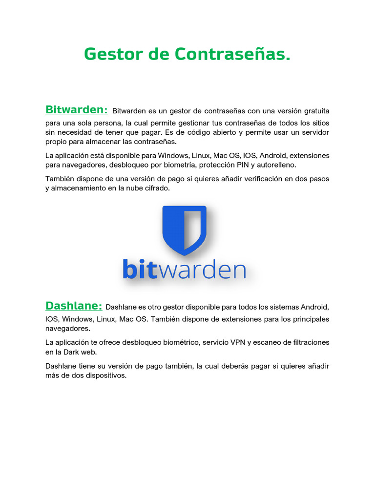 Gestor de Contraseñas.: Bitwarden | PDF | Contraseña | Android (sistema operativo)