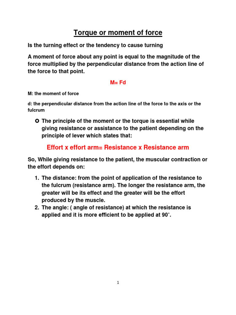 Torque or Moment of Force (Lect. 5) | PDF | Torque | Lever