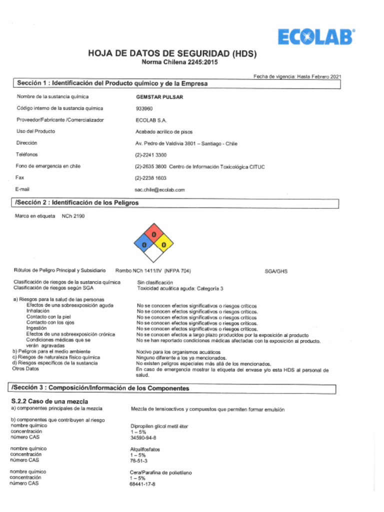 Ecolab Gemstar Pulsar | PDF
