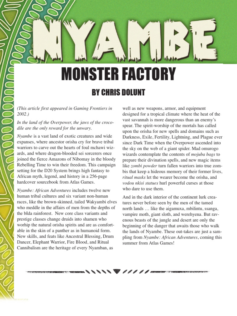 Nyambe Monster Factory | PDF | Copyright | Derivative Work