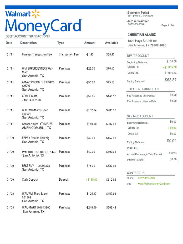 Moneycard Statementpdf Pdf Transaction Account Credit Card